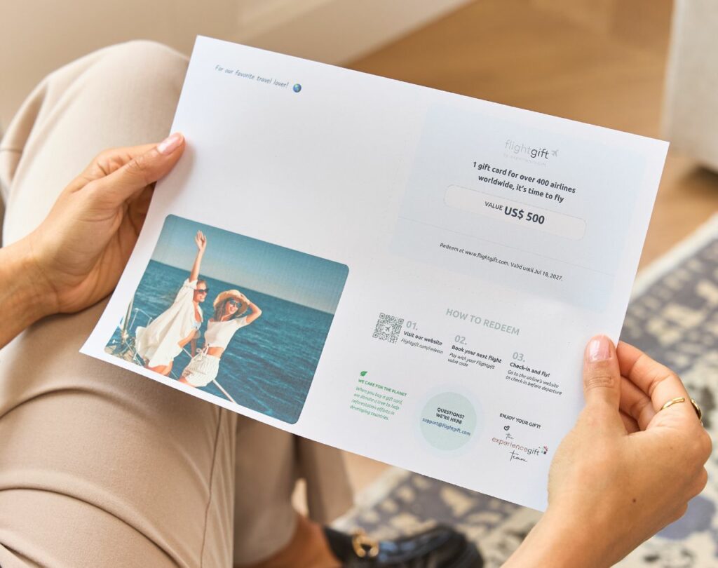 Flightgift Printable PDF Gift Card: Last-Minute Travel Gift